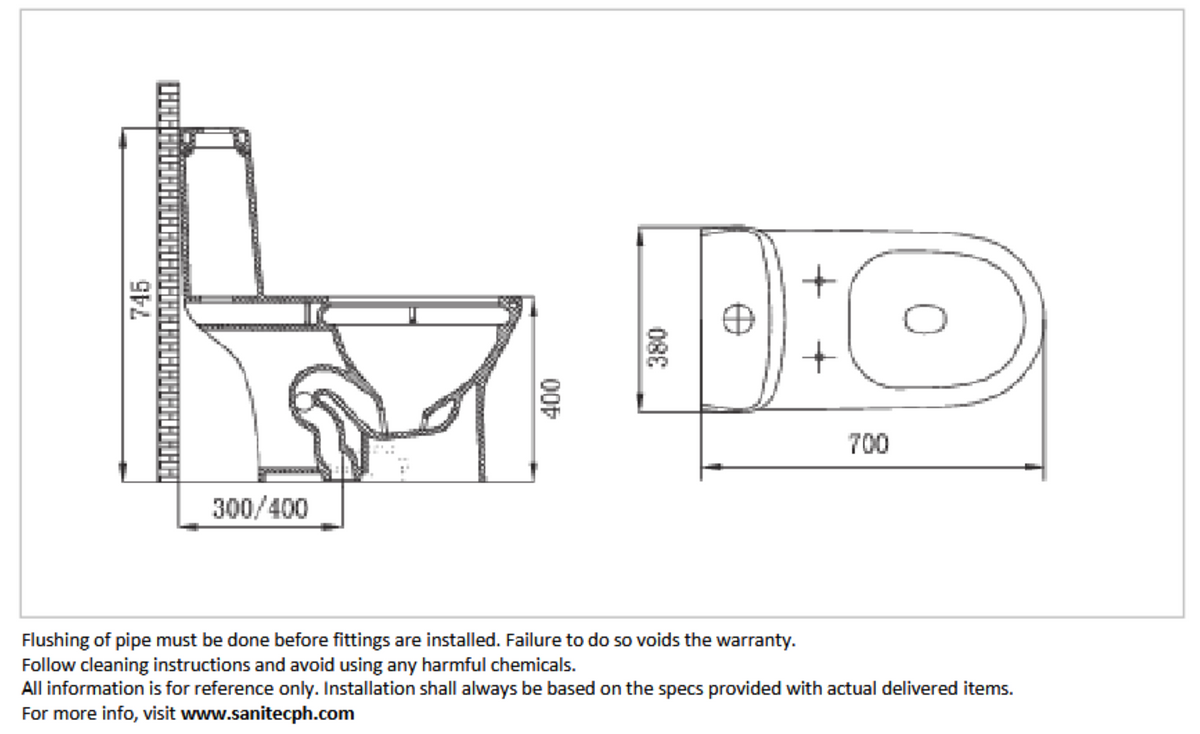 JOMOO one piece toilet 700 x 380 x 745mm 11299-2-1/31P-I011 – Sanitec Import Ventures