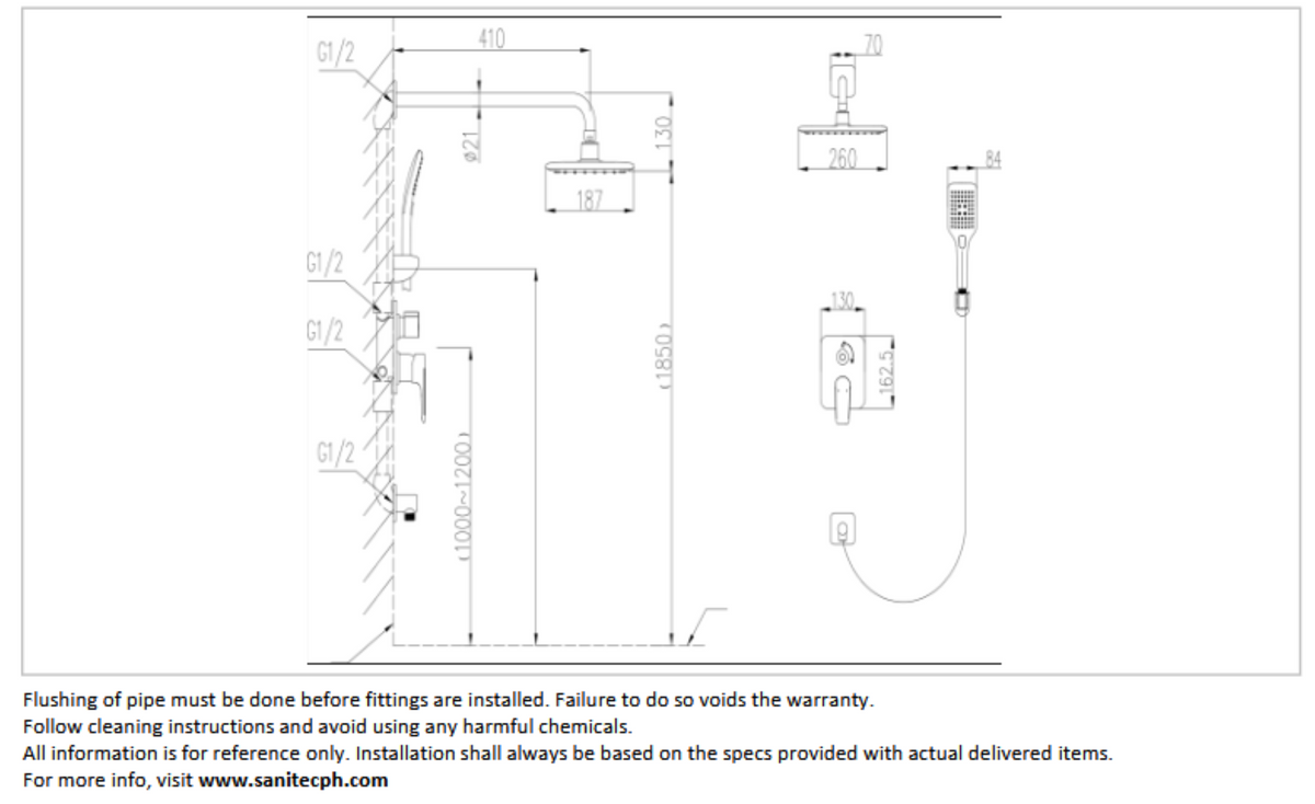 JOMOO concealed shower system Chrome 37316-473/1B-I011 – Sanitec Import Ventures