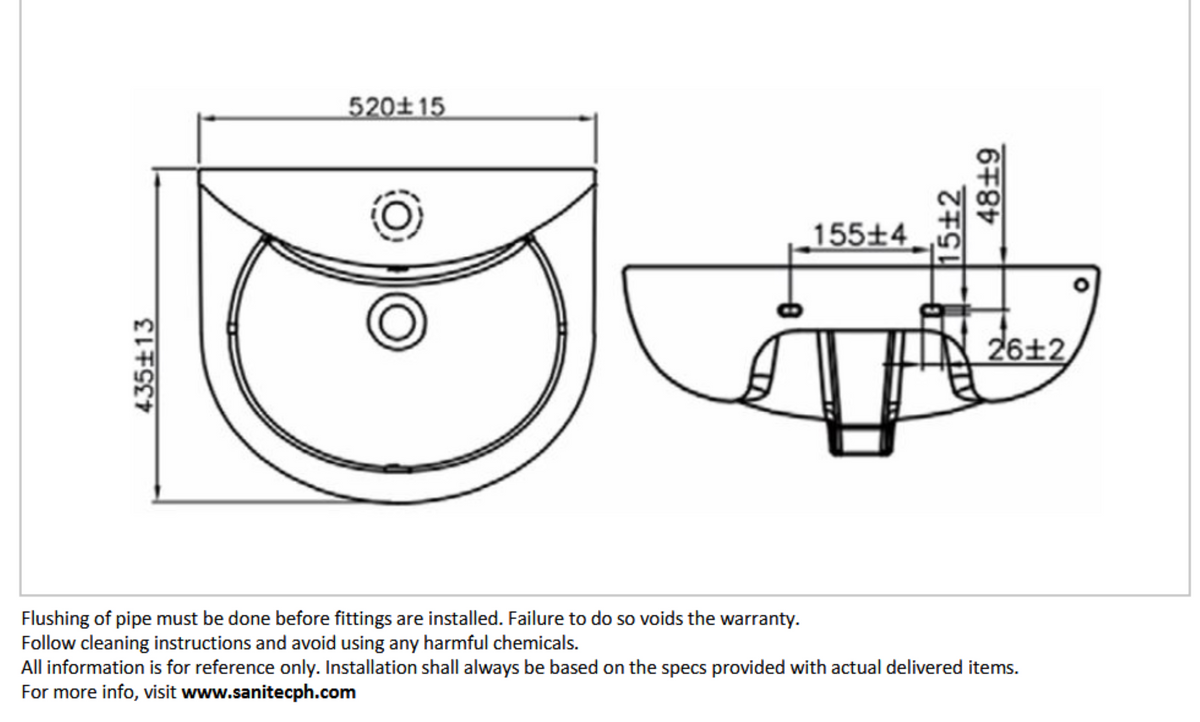 JOMOO wall hung basin 435 x 520 x 205mm 12162-1/11P-I011 – Sanitec ...
