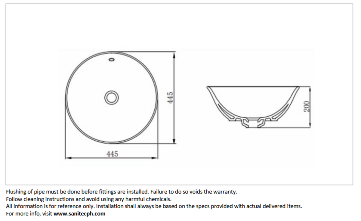 JOMOO countertop basin 445 x 445 x 200mm 12703-1/01P-I011 – Sanitec ...