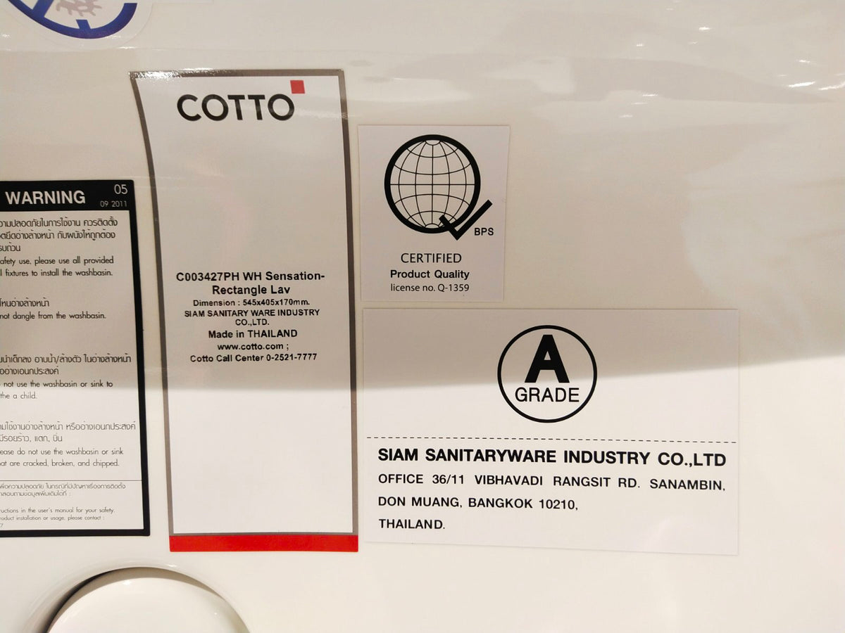 Cotto Sensation Rectangle Basin White C003427 – Sanitec Import Ventures
