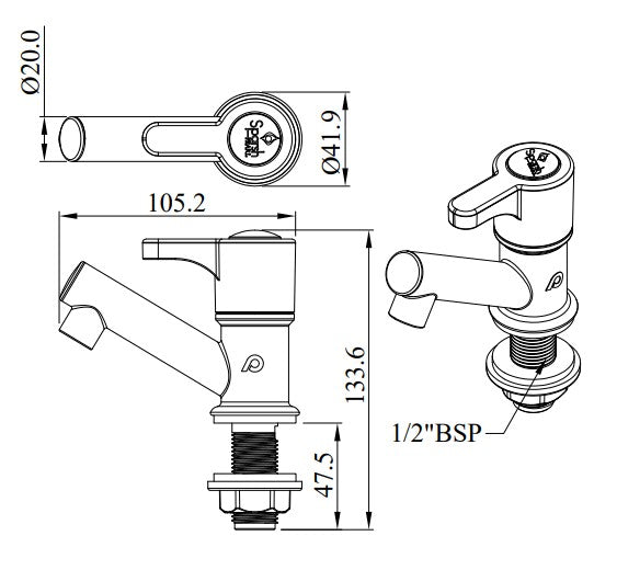 Sparsh Pearl CASPER pillar tap white/ivory CAS-2803 – Sanitec Import ...