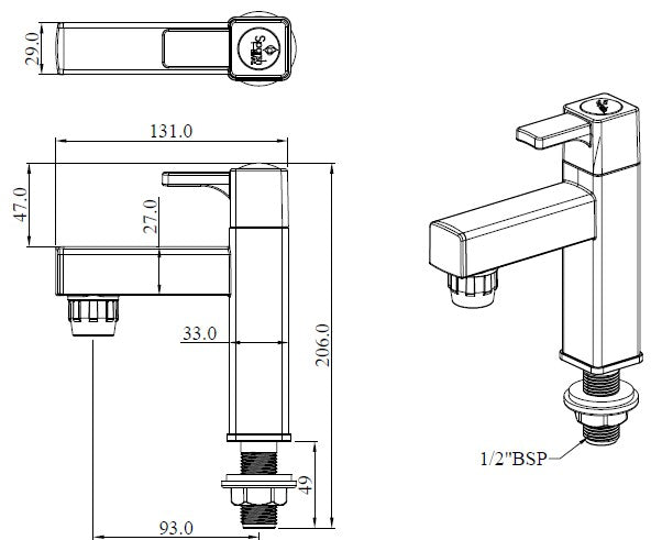 Sparsh Pearl LUDO pillar tap (45 degree) 15mm LD-1269 – Sanitec Import ...