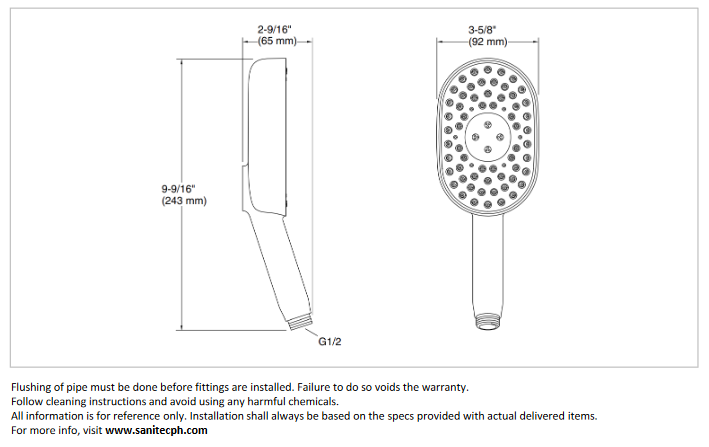 Kohler GCS Statement 3F Oblong Handshower Matt Black K26284T-BL ...