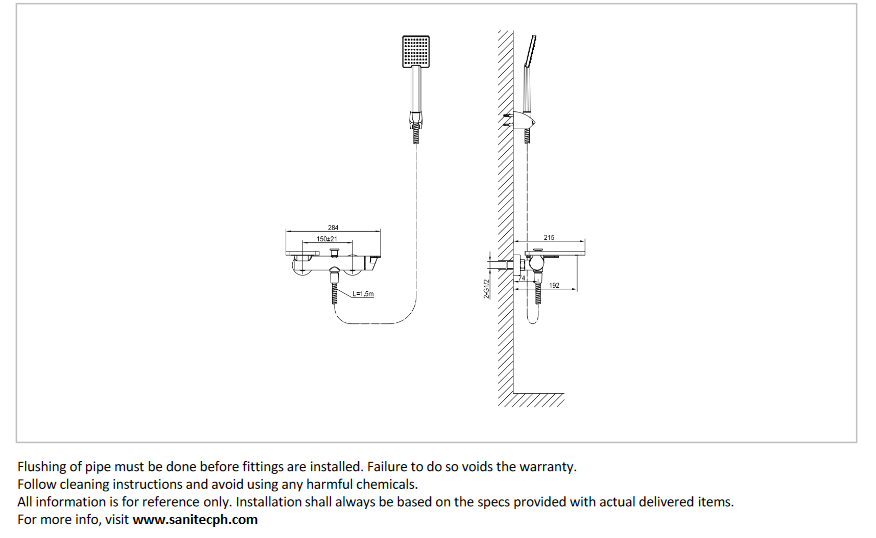 CAE Elba exposed bath/shower mixer Chrome Plated 35.2883C – Sanitec ...