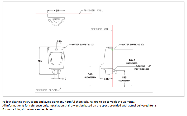 Cotto Marshal urinal with sensor flush C3011(DC) – Sanitec Import Ventures