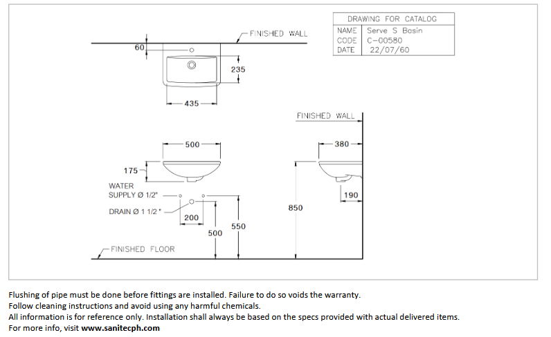 Cotto Serve Wall Hung Washbasin C00580 – Sanitec Import Ventures