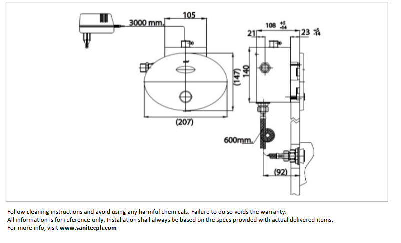 Cotto Automatic Concealed Urinal Flush Valve CT484AC(NL) – Sanitec ...