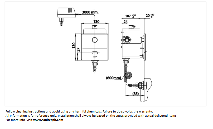 Cotto Automatic Concealed Urinal Flush Valve CT488AC(NL) – Sanitec ...
