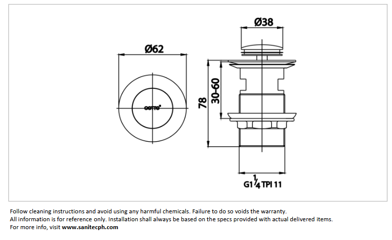 Cotto Push type waste (with overflow) CT6702(HM) – Sanitec Import Ventures
