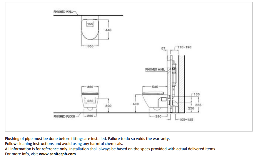 Cotto Unique Wall Hung Toilet C198517 – Sanitec Import Ventures