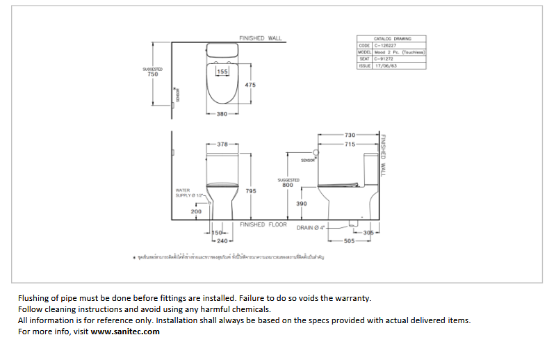 Cotto Mood Two Piece touchless toilet C126227 – Sanitec Import Ventures