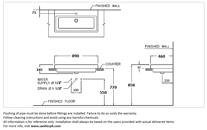 Cotto Quado 90 Vessel Type Basin C0900 – Sanitec Import Ventures