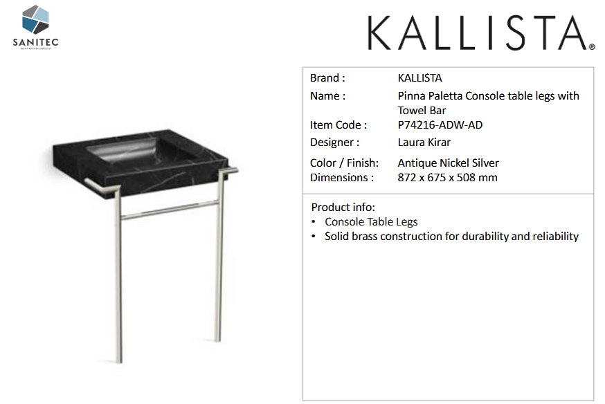 Kallista pinna paletta console table legs with towel bar P74216-ADW-AD ...
