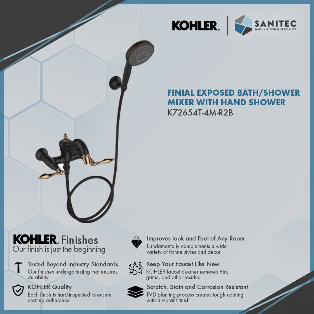 Kohler Finial exposed bath/shower mixer with hand shower K72654T-4M-R2 ...
